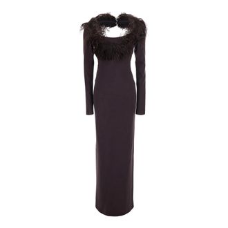 The Attico Feather-Neck Langkleid - - Dresses - Damen - Braun - M