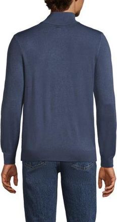 Lands End CashTouch Feinstrick-Pullover mit Rei&szlig;verschluss, Herren, Gr&ouml;&szlig;e:52-54 regular, Blau, Polyester, by Lands End