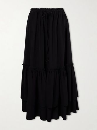 Chlo&eacute; Jupe Longue En Cr&ecirc;pe De Chine De Soie - Noir