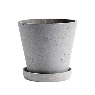 HAY Flowerpot Pflanztopf m. Untersetzer, Polystone, Grau, 14 x 14 x 13,5 cm