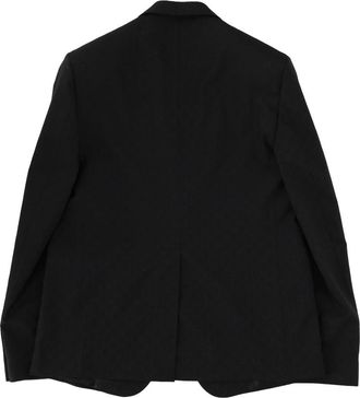 Gucci Mens Single-Breasted Gg Weave Wool Jacket Black Polyester