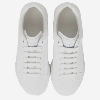 Dolce & Gabbana Mens Leather Sneakers Portofino White Trainers