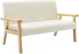 Sweeek Sweeek - Banquette canapé enfant en bois et tissu bouclette. Isak. l 84 x p 43.5 x h 50cm