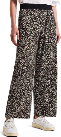 Street One Damen A379197 Jersey-Hose mit Leo-Muster, Schwarz, 40