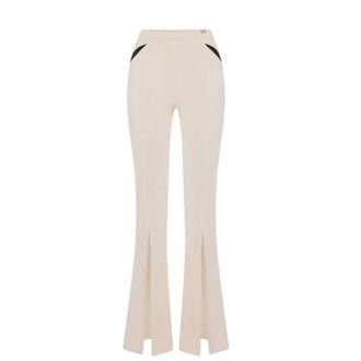 Elisabetta Franchi Femme, Pantalons, Beige, Taille: 40 FR Pantalon Cr&ecirc;pe L&eacute;ger