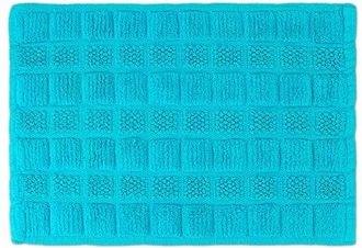 Relaxdays Badematte Baumwolle, 60 x 40 cm, rutschfest, waschbar, Vorleger für Badezimmer, Badteppich rechteckig, türkis