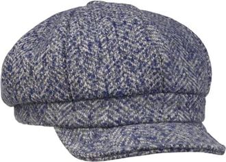 LIPODO Casquette Gavroche Malona Femme - pour avec Etiquette Baker Boy Visiere, Doublure Hiver Automne-Hiver - S (55-56 cm) Bleu-Gris