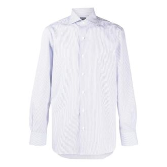Finamore Chemise en Coton Ray&eacute;e - Homme - Chemises - Bleu - Taille: XL