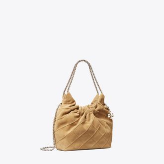 Tory Burch Damen Mini Fleming Hobo Bag aus weichem Wildleder