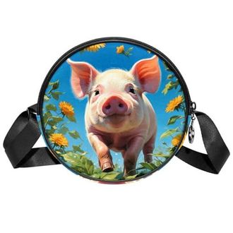 Generic Sac &agrave; bandouli&egrave;re rond pour femme, petit sac &agrave; bandouli&egrave;re avec fermeture &eacute;clair, bretelles r&eacute;glables, style d&eacute;contract&eacute;, pour femmes et filles