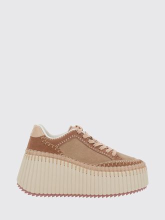 Chlo&eacute; Nama Plateau-Sneakers aus Leder und Veloursleder mit gestickten Details