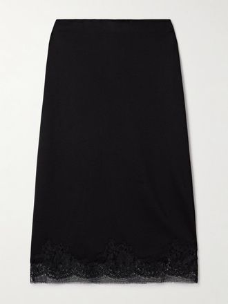 The Row Jupe Midi En Soie &Agrave; Finitions En Dentelle Mea - Noir