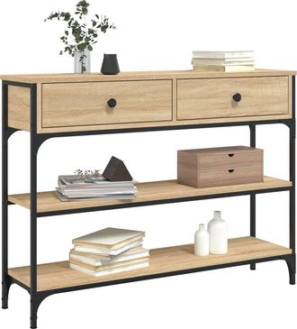 Generic Konsolentisch Altholz Schichtholz und Metall, Rechteckiger Konsolentisch, Robuster Holzwerkstoff, Leveler f&uuml;r Moderne R&auml;ume(Schwarz 100x25x75 cm) (100