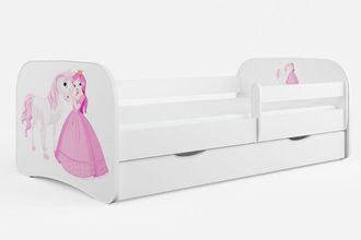 Les Tendances Lit enfant princesse debout et cheval avec sommiers et barrière de sécurité amovible Drimy-70x140