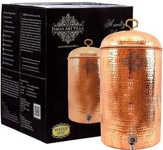 Generic Riesiger Korb AM85 - Kupferspender, Beh&auml;lter, Topf, Tank, Matka, Lagerwasser, Ayurveda-Heilung, 12 l