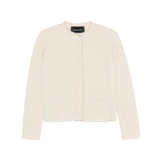 Fabiana Filippi Textured-Trim Cardigan - - Knitwear - Damen - Beige - M