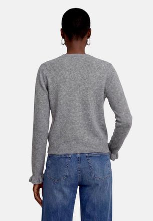 Zero Strickjacke Damen mit R&uuml;schen (1-tlg) Knopfleiste