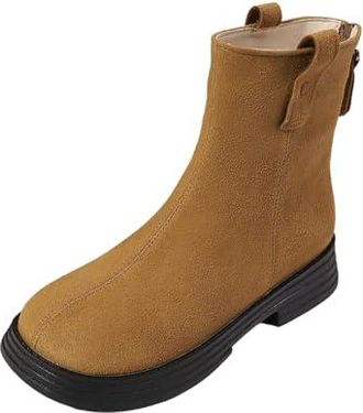 Generic Bottines pour femme &agrave; talon bas - &Eacute;l&eacute;gantes - Couleur unie - Antid&eacute;rapantes - Confortables - Fermeture &eacute;clair &agrave; larri&egrave;re - Bottes courtes au mollet la