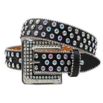 Generic Ceinture cloutée de diamant coloré pour femme - Ceinture western en strass pour jeans décontractés, 4, 105 cm