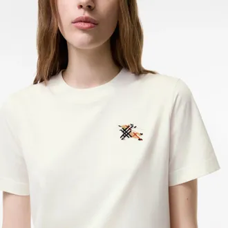 Burberry Logo-Embroidered T-Shirt - Ecru