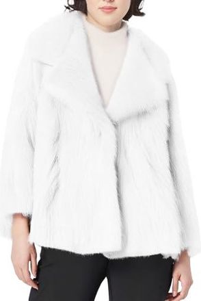 Generic Vestes pour femmes 2026 Faux manteau dhiver shaggy d&eacute;contract&eacute; surdimensionn&eacute; revers chaud pelucheux v&ecirc;tements dext&eacute;rieur, blanc, XXL