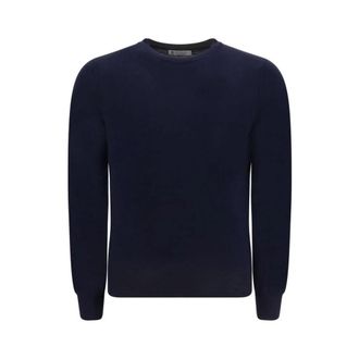 Brunello Cucinelli Kaschmir Pullover mit Rundhalsausschnitt - - Knitwear - Herren - Blau - S
