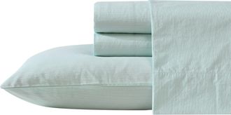 Nautica Bettw&auml;sche-Set f&uuml;r Doppelbett, Baumwoll-Perkal-Bettw&auml;sche-Set, frisch und k&uuml;hl, leicht und atmungsaktiv (Penny-Nadelstreifen-Wei&szlig;, Doppel)