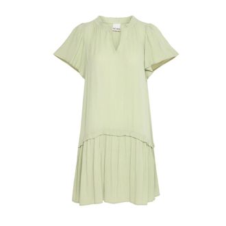 Ichi Kleid mit Volants und V-Ausschnitt - - Dresses - Damen - Gr&uuml;n - L