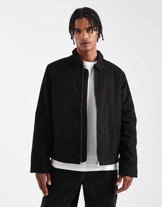 Jack & Jones Harrington-Jacke in Schwarz mit Rei&szlig;verschluss