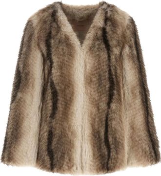 Twinset Giacca/Cappa a fibra lunga - Femme - Vestes - Beige - Taille: 38 FR