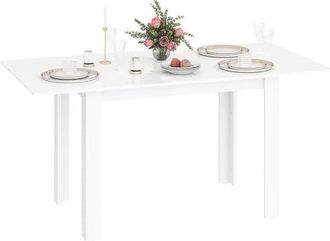 HOMCOM Table &agrave; Manger Extensible pour 4-6 Personnes avec Panneaux rabattables, Table de Cuisine Extensible en MDF, pour Salle &agrave; Manger, Salon, 120-160x80x78 
