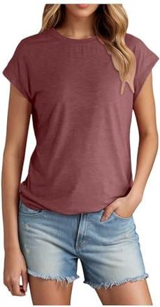 Generic T-shirt basique d&eacute;t&eacute; d&eacute;contract&eacute; pour femme 2025, couleur unie, pour la course &agrave; pied, les sorties, coupe ample, T-shirts daffaires mignons, T-shirts 