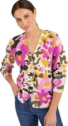 Damart Gilet c&ocirc;tel&eacute; imprim&eacute; Fleurs Femme Blanc Imprim&eacute; Taille 42/44