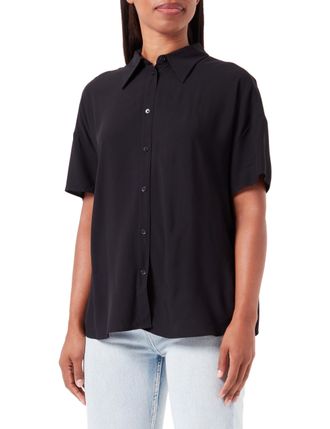 Benetton Damen 5wpwdq04s Hemd, Schwarz 100, Medium