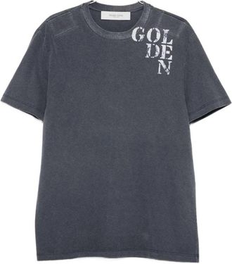 Golden Goose Homme, Tops, Gris, Taille: S Distressed Logo Cotton T-Shirt
