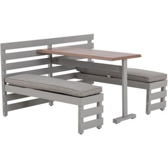 Sunjoy Direct Table à manger de jardin en acier LAGOS - 126 cm x 157 cm, gris