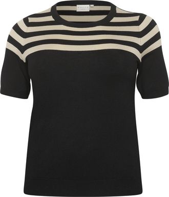 Kaffe Curve Strickpullover KClizzy L, Black/Feather Gray Half Stripe L