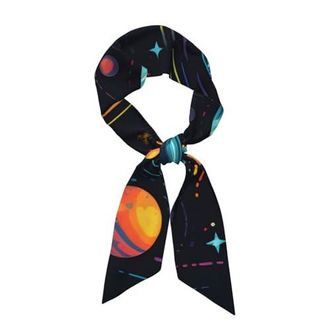 Generic &Eacute;charpe avec syst&egrave;me solaire pour femme - &Eacute;charpe tour de cou pour sac &agrave; main - Plan&egrave;te spatiale - Bandeau en satin de soie pour le sport, le yoga et 