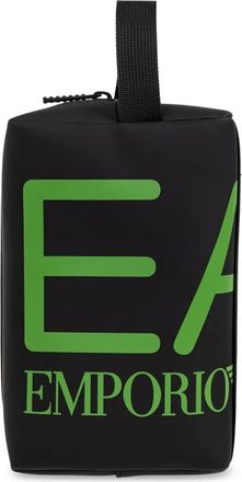Emporio Armani Kulturbeutel mit Logo-Print - Schwarz