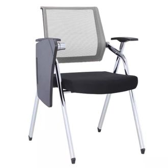 Generic Folding Training Chair with Breathable Mesh Backrest, Armrests & Writing Pad - Portable Conference & Reception Chair with Storage for Office & Event U