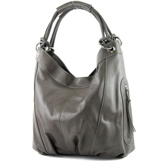 modamoda.de Z18 - ital Damenhandtasche aus Leder/Nappaleder, Farbe:Braungrau2021