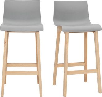 Miliboo Miliboo - Design-Barhocker Holz und Hellgrau 65 cm 2 Stck. new surf