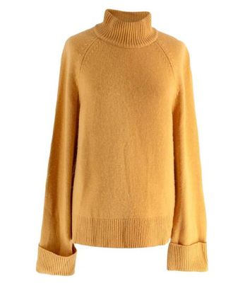 Reformation Mustard Cashmere Knitted Rollneck Size S