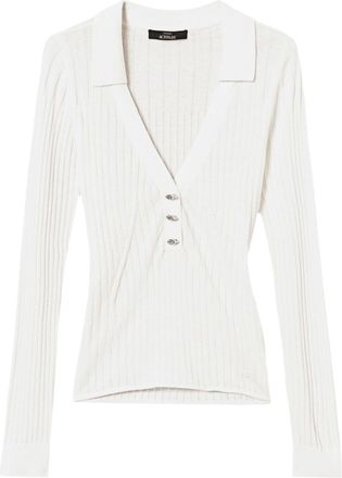 Twin-Set Gerippter Strickpullover - Wei&szlig;