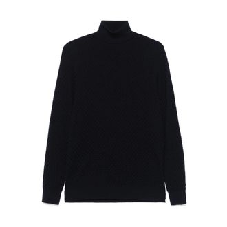 Goes Botanical Navy Blue Merino Wool Sweater - - Knitwear - Herren - Blau - XL