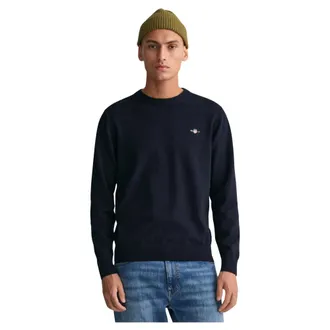 GANT Marine Classic Cotton C-Neck Sweater - Homme - Pulls - Bleu - Taille: 2XL
