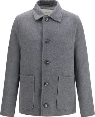 Ami Veste boutonn&eacute;e en laine et cachemire - Homme - Vestes - Gris - Taille: L