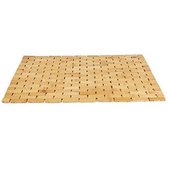 Mind Reader Bali Collection, Luxury Roll Up Bamboo Shower Bath Mat, 23.5 L x 16.5 W x 0.4 H, Brown