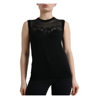 Dolce & Gabbana Femme, Tops, Noir, Taille: 34 FR Hauts sans manches