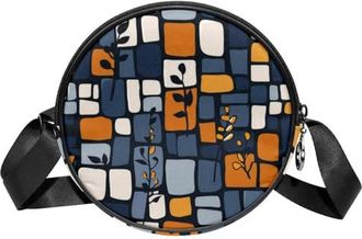 Generic Sac &agrave; bandouli&egrave;re rond pour femme, motif esth&eacute;tique, petit sac &agrave; bandouli&egrave;re avec fermeture &eacute;clair, bretelles r&eacute;glables, sac &agrave; main rond d&eacute;contract&eacute; p